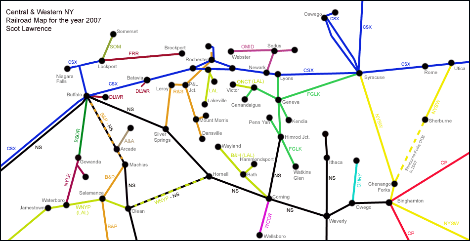 NS Southern Tier timetable map - RAILROAD.NET